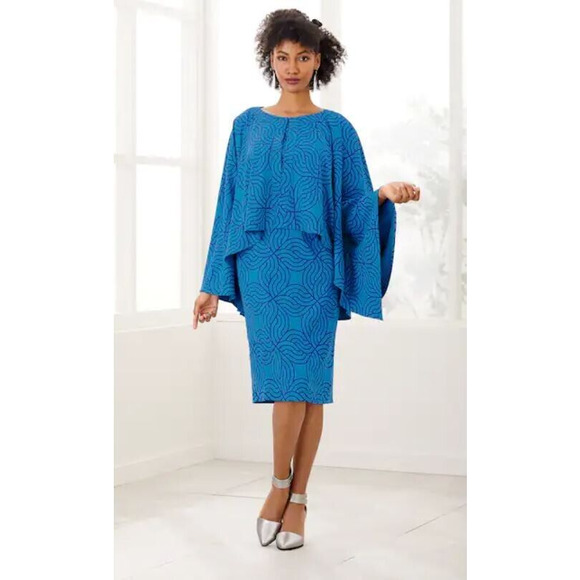 Ashro | Dresses | Ashro Womens Blue Set Formal Juno Cape Jacket ...
